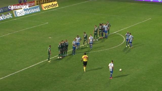 Avaí x Palmeiras - Que perigo! Kevin cobra falta no ângulo direito e o ...