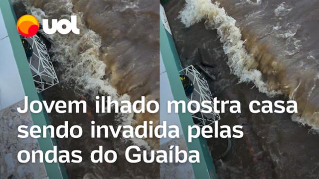 Ondas do Guaíba: Morador ilhado mostra a força das ondas do rio ...